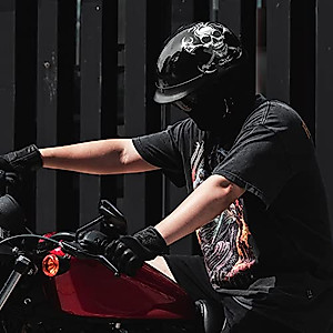 ILM Half Helmet Open Face Motorcycle Helmets for Moped Cruiser Scooter with Sun Visor, DOT Approved Model-210V (Skull, XX-Large)