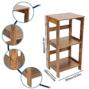 End Table Side Tables Bedroom 2 Shelf, Small Book Shelf Organizer Rack 3 Tier, Bathroom Storage Cabinet Plant Stand Shelves for Kitchen, Natural