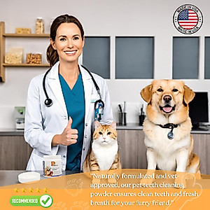 PETOREO Dog Teeth Cleaning Powder-Dog Breath Freshener Powder-Dog Bad Breath Treatment-Tartar Remover-Dental Care Supplies for Dogs & Cats, 30 Scoops