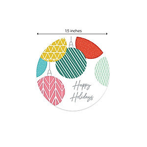 Modern Geometric Holiday Sticker Assortment / 6 Alternating Vibrant Christmas Stickers / 500 Chic Tree and Ornament 1.5" Labels