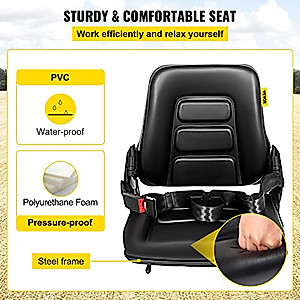 Bestauto Universal Adjustable Forklift Seat with Safety Belt, Full Suspension Seat Replacement for Heavy Mechanical Seat