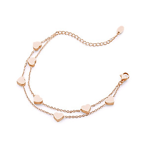 Pera Jewelry Heart Bracelets, 14K Gold Plated and Silver Plated Layered Chain Heart Bracelets for Women with Gift Box, Adjustable Charm Bracelets, Minimalist Fashion Jewelry, Tiny Dainty Bracelets