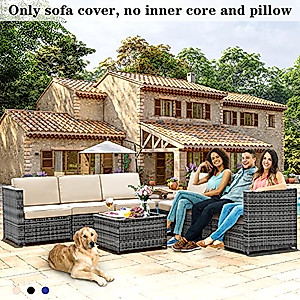 Qaworci Outdoor Cushion Slipcovers, Waterproof Patio Cushion Covers Replacement, Washable Patio Cushion Covers, Cushion Covers for Patio Furniture with Zipper (Beige)