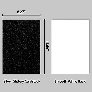 Silver Glitter Cardstock - 25 Sheets A4 Silver CardStock for Cricut, Silver Glitter Paper for DIY Projects, Scrapbooking, Invitations - 250 GSM Card Stock Easy to Cut and DIY