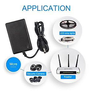 12V 3A Power Adapter, COOLM AC 100V-240V to DC 12 Volt 3amp 3000mA Power Supply 5.5mm x 2.5mm 36W Switching Charger with Female Connector for LCD Monitor, Wireless Router, CCTV Cameras
