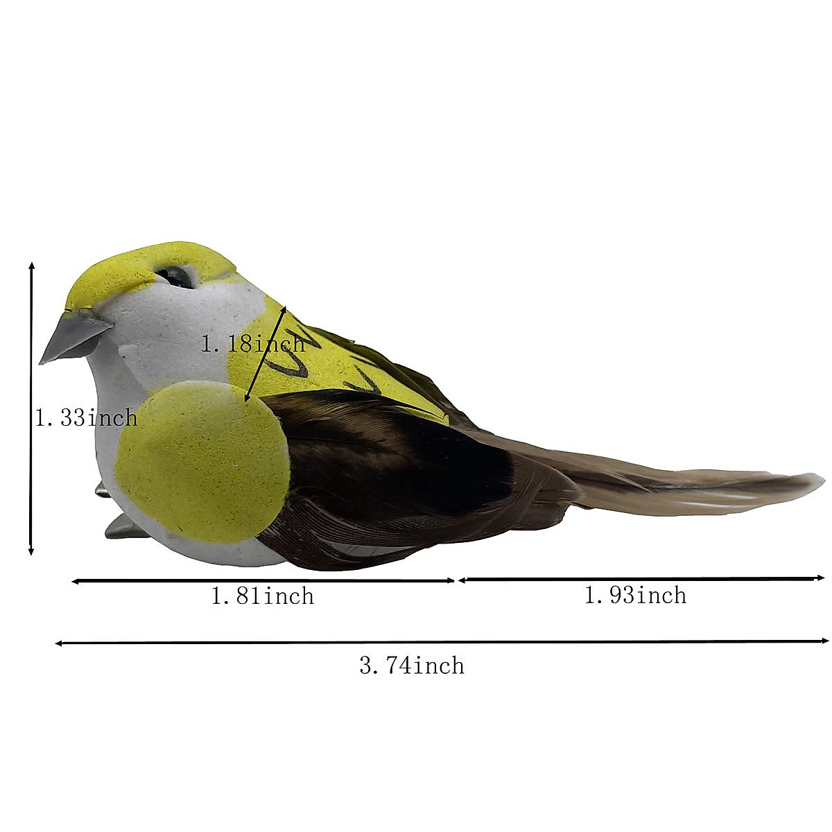 Artificial Simulated Foam Birds Sparrow with Claw Mini Love Feather Birds for Craft Home Ornaments Garden Wedding Decoration (3.7" BirdW8J4 w/Clip 4pcs)
