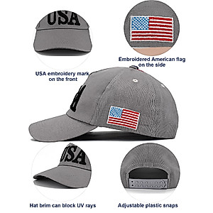 ROLVNHTV 4 Pieces USA Hats for Men American Flag Cap Adjustable Embroidered Patriotic Black Baseball Hat Trucker Hat for Men Women