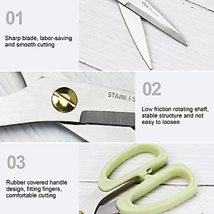 All Purpose 8" Scissors Heavy Duty Ergonomic Comfort Grip Shears Sharp Scissors for Office Home Household (Green)