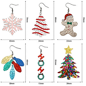 Christmas Earrings For Women Christmas Dangle Earrings Holiday Earrings Acrylic Christmas Tree Gingerbread Decoration Christmas Jewelry 6 Pairs