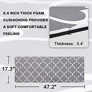 Roiboty Kitchen Mat Anti-Fatigue Kitchen Rug Cushioned Floor Mat, 17.3"x47.2", Waterproof & Non-Slip Kitchen Mats and Rugs, Comfort Standing Mat for Kitchen Floor, Laundry, Office, Sink, Desk, Gray