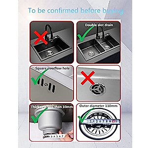 HTDAK Kitchen Dual Sink Installation Plumbing, Expandable Sink Drain Kit, Universal Kitchen Drain Kit, 3-1/2''Sink Expandable Drain, Silver, 13.78×13.78×5.90