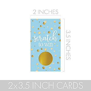 DISTINCTIVS Blue and Gold Scratch Off Party Game - Boy Baby Shower, Bridal Shower - 28 Cards