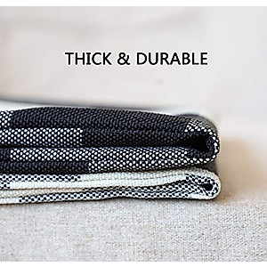 4TH Emotion Set of 2 Farmhouse Buffalo Check Plaid Throw Pillow Covers Cushion Case Polyester Linen for Fall Home Decor Black and White, 18 x 18 Inches