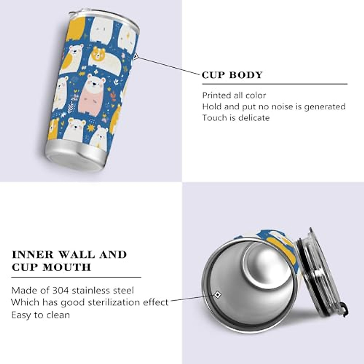 sanluoli Mr &mrs Bear Pink Blue Stainless Steel vacuum insulated water bottle Leak-proof Lid and Straw coffee mug for café cute tumblers with lids and straws 20 OZ