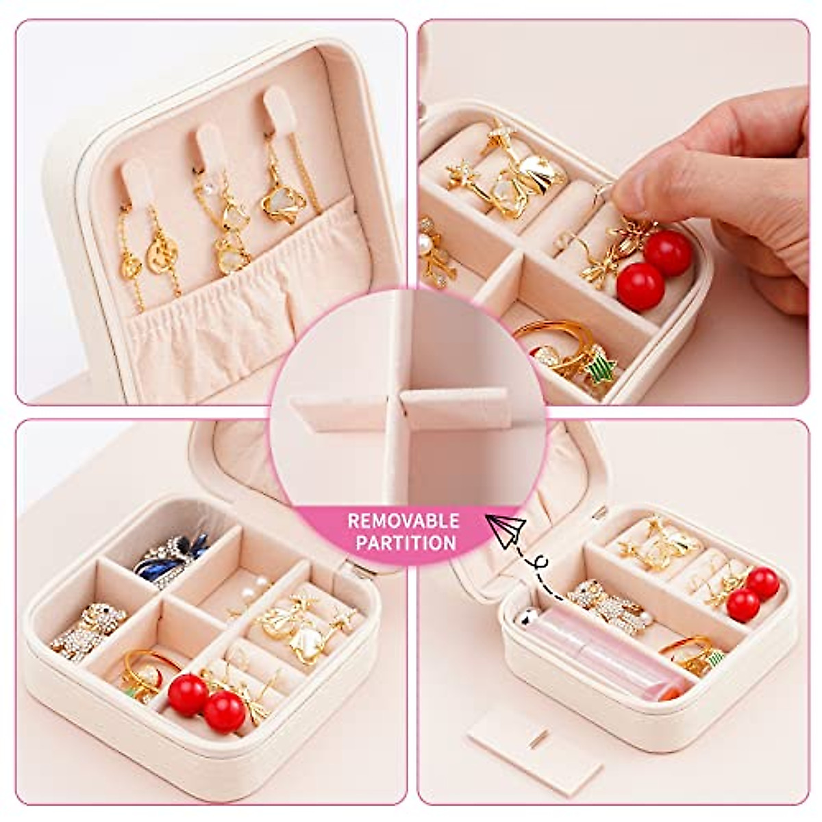 Portable Travel Mini Jewelry Box Leather Jewellery Ring Organizer Case Storage Gift Box Girls Women (4 color).