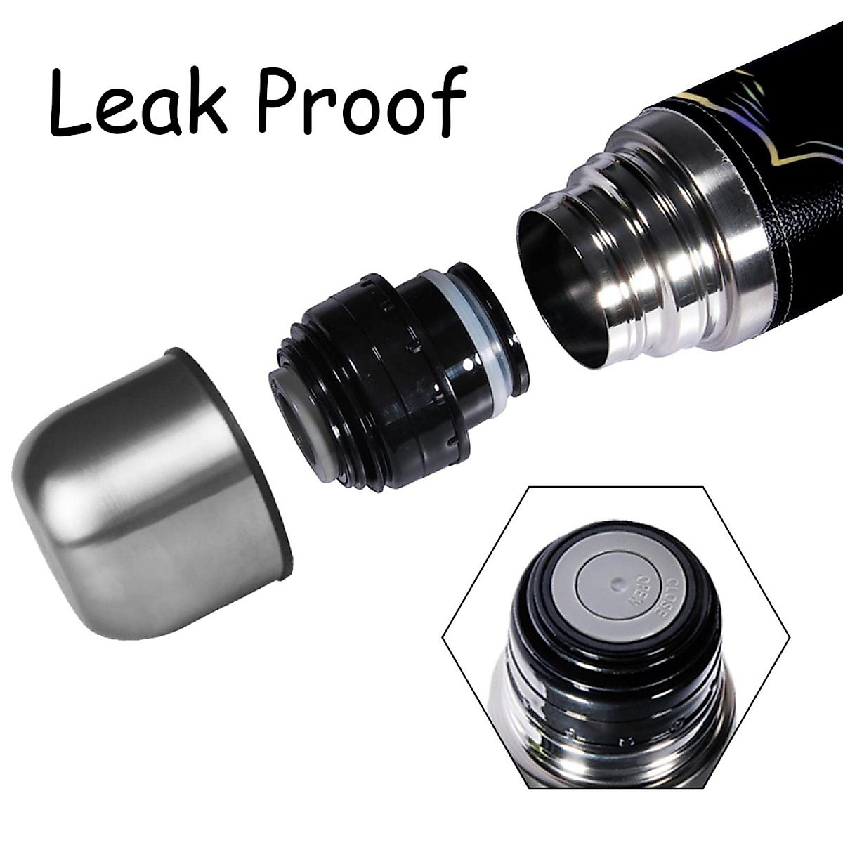 Stainless Steel Leather Vacuum Insulated Mug Rose Thermos Water Bottle for Hot and Cold Drinks Kids Adults 16 Oz