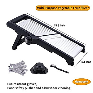 Mandoline Slicer for Kitchen, Adjustable Stainless Steel Food Vegetable Potato Onion Slicer French Fry Cutter, Slicer Julienne with Cut-Resistant Gloves