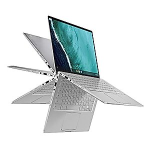 ASUS Chromebook Flip C434-DS384T 2 in 1 Laptop, 14" Touchscreen Full HD 4-Way NanoEdge, Intel Core M3-8100Y Processor, 8GB RAM, 64GB eMMC Storage, Backlit KB, Silver, Chrome OS (Renewed)