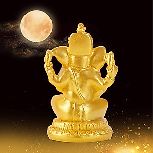 Gold Lord Ganesha Statues, Buddha Elephant Hindu God Sculpture Figurines Resin Home Garden Decoration Feng Shui Ornaments