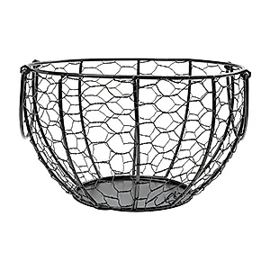 Yardwe Wire Egg Basket with Handles Metal Egg Storage Basket Chicken Eggs Holder Organizer Food Storage Container Case for Kitchen
