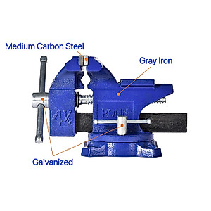 Rolin Vise Bench Vise 4-1/2 Inch With 240 Degree Swivel Base Clamp Tools Home Vises Rotation Base