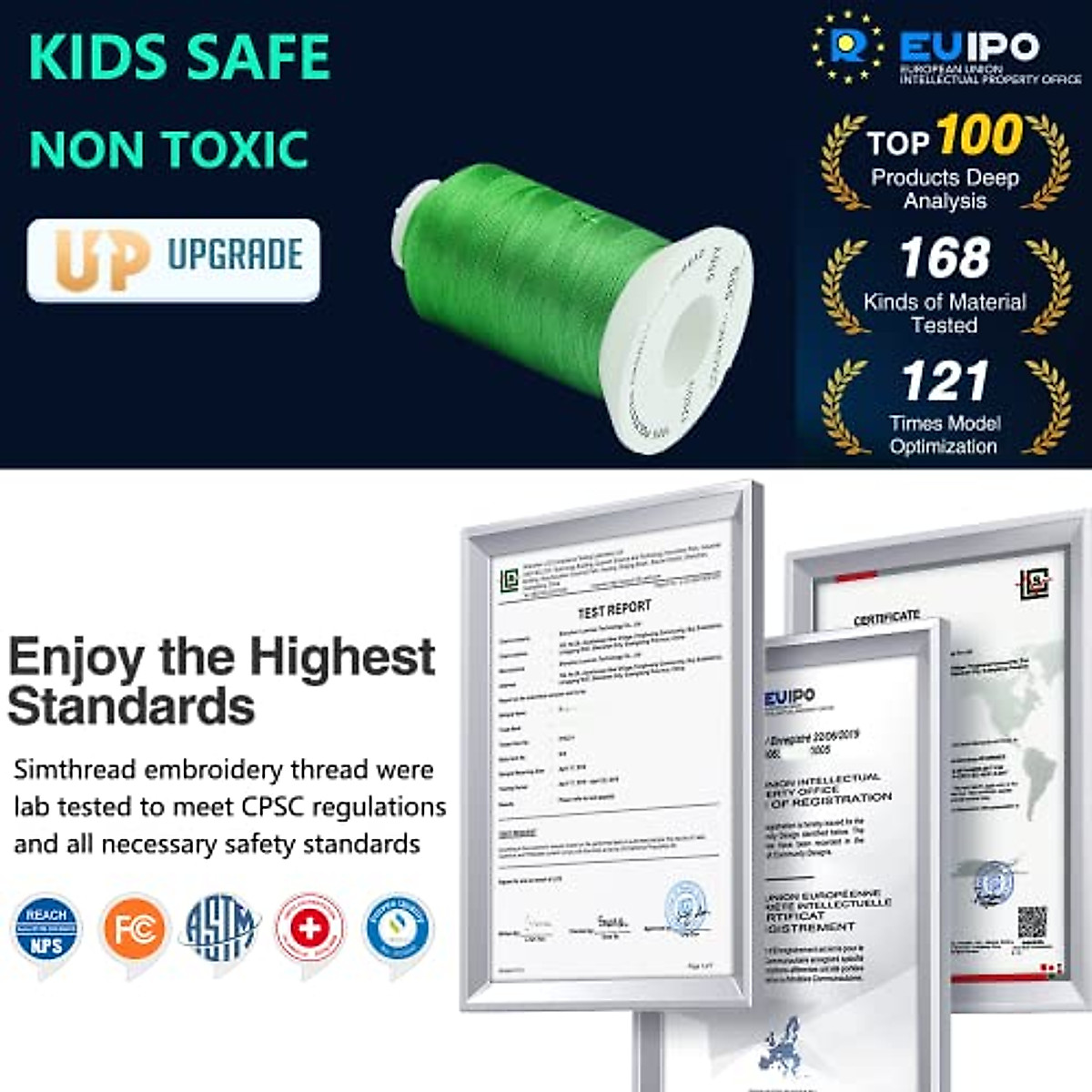 Simthread [Long Glow Duration] Embroidery Machine Thread Glow in The Dark Thread 6 Colors 1000 Yards 30WT, 100% Polyester Embroidery Threads for Music Festivals, Parties, Raves, and More