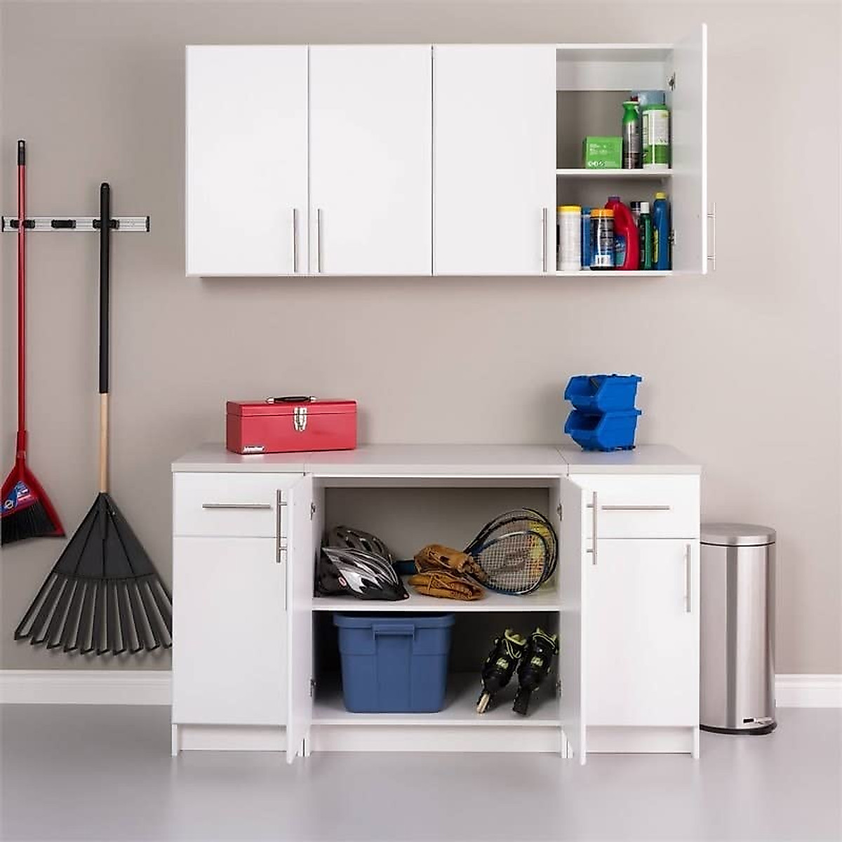 Home Square 2 Piece Wood Wall Cabinet Set in White