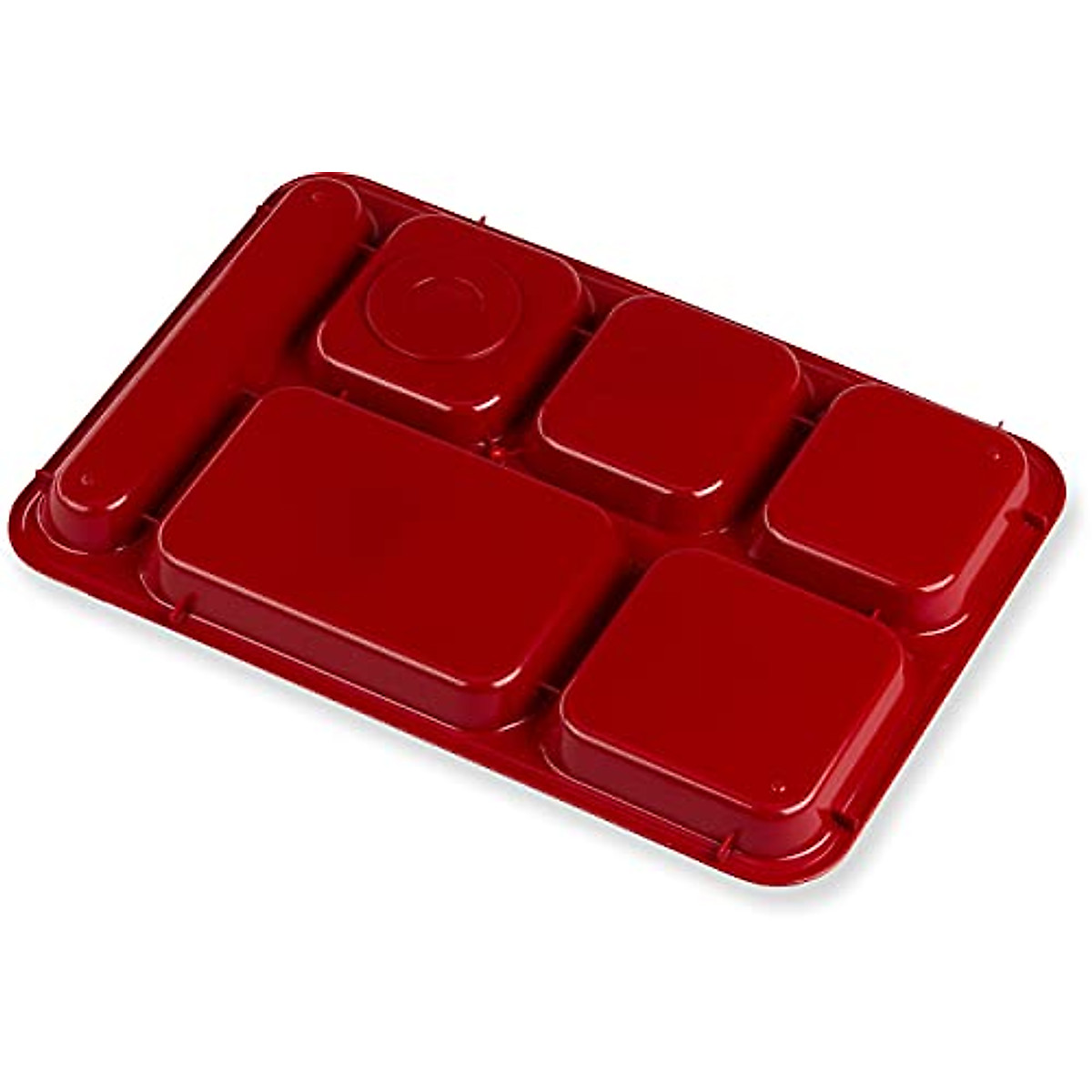 Carlisle FoodService Products Right-Hand 6-Compartment Tray, 10" x 14", Red, (Pack of 24)