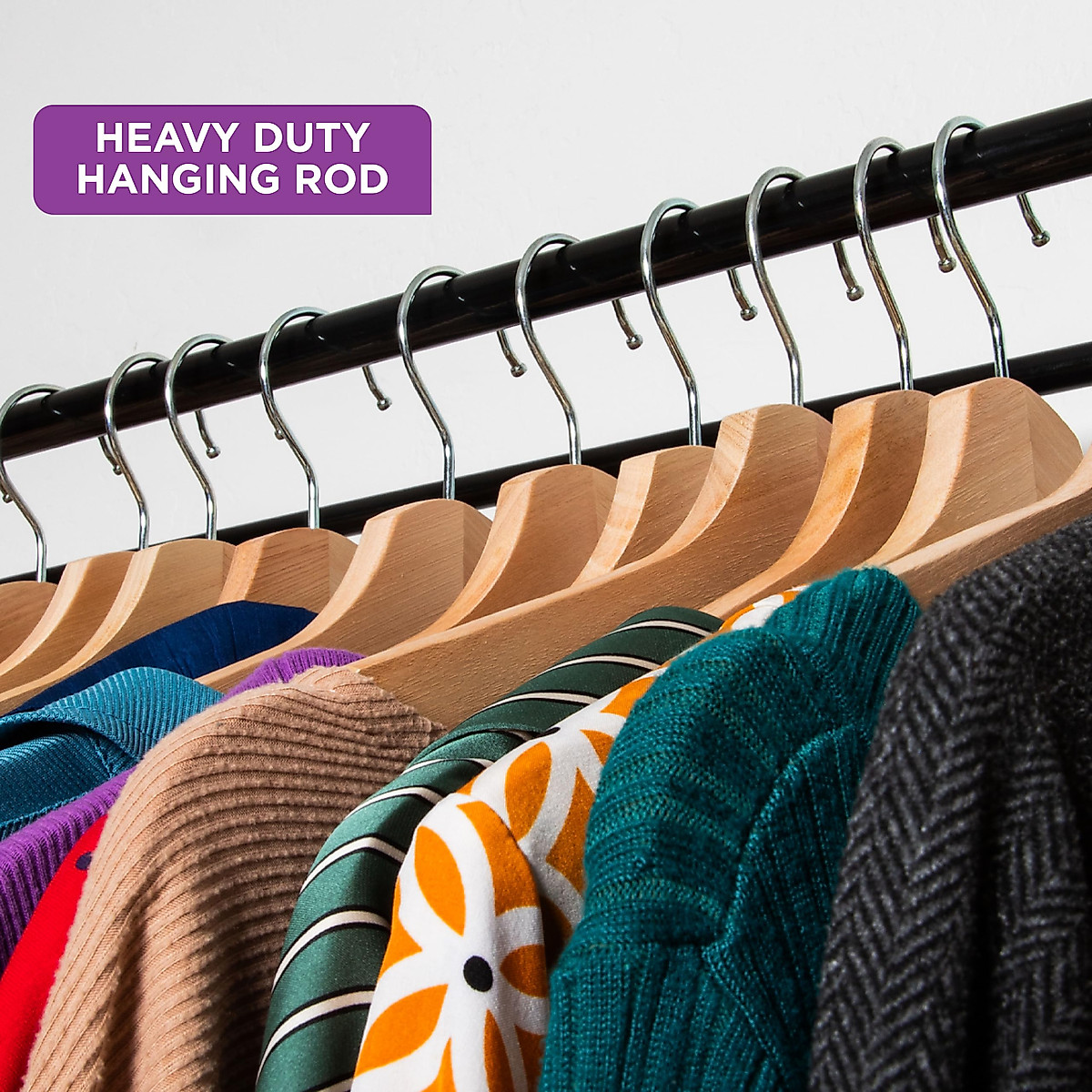 HOLDN’ STORAGE Portable Wardrobe Closet - Premium Metal Hanging Rod with Beige Cover- 65 Lb. Weight Capacity- Super Easy Assembly, No Tools Required (Dark Gray)