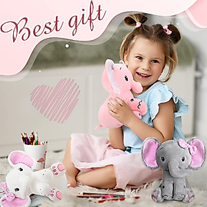 6 Pieces Elephant Stuffed Animals 8 Inch Big Ear Stuffed Elephant Animal Plush Toy Gift for Baby Shower Boys Girl, Woodland Nursery Bed Decor Birthday Party Supplies