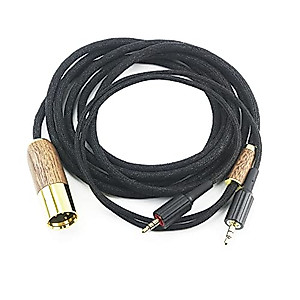 NewFantasia 4-pin XLR Balanced Male 6N OCC Copper Silver Plated Cord 4-pin XLR Balanced Cable Compatible with Sony MDR-Z7, MDR-Z7M2, MDR-Z1R Headphones Walnut Wood Shell