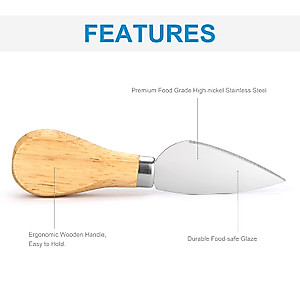 Bovulo 8-Piece Set of Premium Cheese Knives - Stainless Steel Mini Cheese Knife Set for Charcuterie Board, Exquisite Cheese Knife, Cheese Cutter, Cheese Fork with Wooden Handle for Cheese Lovers