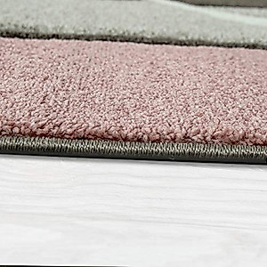 Area Rug Pastel Colours Checked in Pink Anthracite/ Gray White, Size:2' x 3'7"