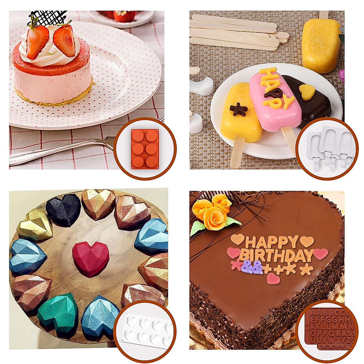 Luvan Silicone Chocolate Molds,Breakable Heart Mold,oreo Chocolate Mold,Number and Letter Mold for Valentine's Day,Children's Birthday Christmas Easter Party Molds for Birthday,Halloween