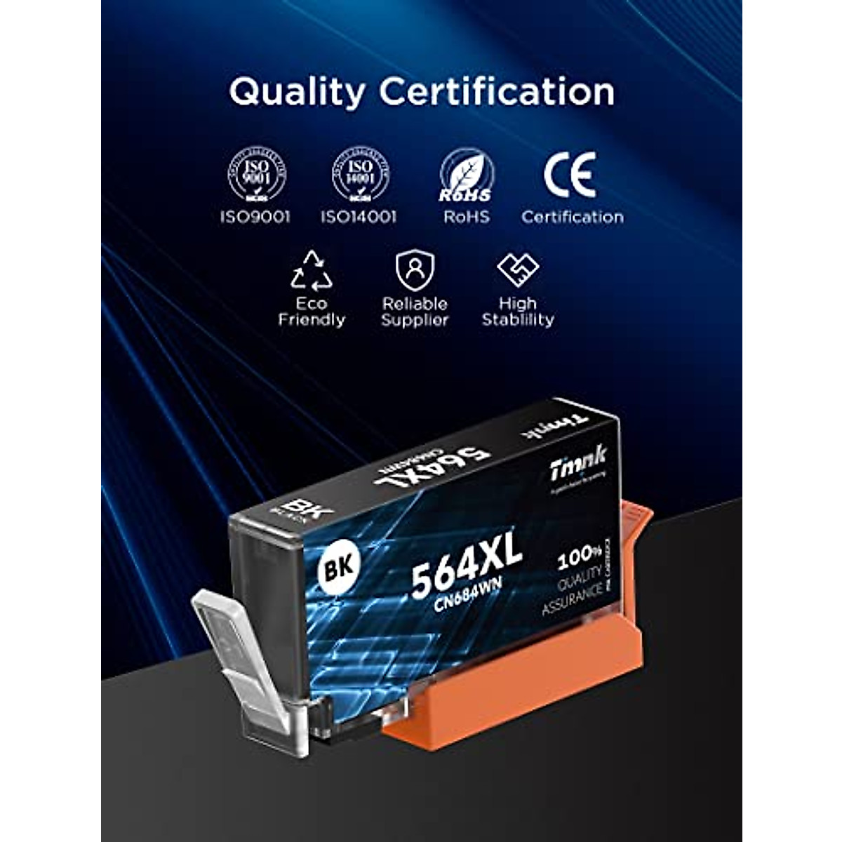 【5-Pack Larger Capacity】 564XL Ink Cartridges Replacement for Original HP 564 XL Combo Pack - Compatible for Photosmart 5520 6520 7510 7520 DeskJet 3520 Premium C309A C410A Printer (2BK/C/M/Y)