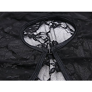 ALOECDYV Women Sexy Lingerie Nightwear - One-Piece Bodysuit Nightie Plus Size, Black (XXXXL, Black)