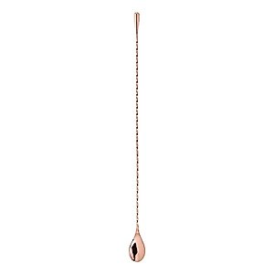 Viski Copper Weighted Stainless Steel Barspoon, Japanese Style Twisted Stem Handle, Teardrop Weight