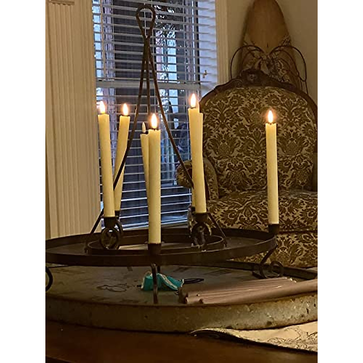 3D Black Wick Led Battery Operated Flameless Taper Candles Light with Remote &Timer,Electric Fake Window Candle Flickering Like Real Wax,Floating Candle Stick for Christmas/Halloween/Wedding