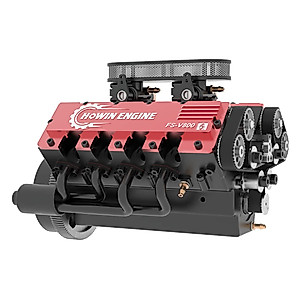 ZUSTER V8 Engine Model TOYAN HOWIN FS-V800G 1:10 V8 28cc 8 Cylinder 4 Stroke Simulation DIY Assembly Water-Cooled Science Education Engine Model for RC Car Boat
