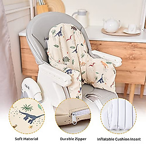 High Chair Cushion with Cover Pad for IKEA Antilop Babies Toddlers Inflatable & Reversible Supporting Cushion Built-in Inflatable Cushion Wooden High Chair Accessories Insert Included