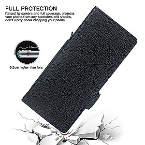 KUGEW for Samsung Galaxy Z Fold 5 Case with S Pen Holder & Camera Cover, Luxury Leather Wallet Phone Cover Built-in S Pen Slot Kickstand Function Card Holder Hinge Protection Shockproof (Black)