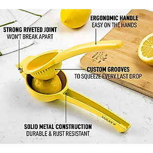 Zulay Premium Quality Metal Lemon Squeezer, Citrus Juicer, Manual Press for Extracting the Most Juice Possible