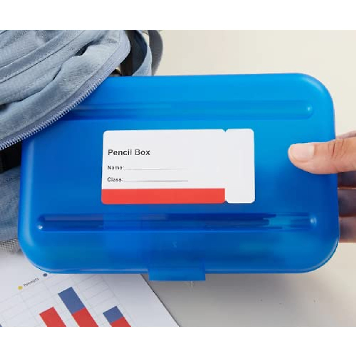 1InTheOffice Pencil Box, Translucent Blue, Plastic School Pencil Boxes, 4 Pack