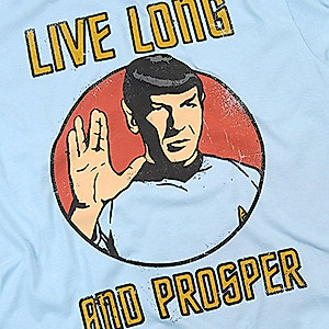 Star Trek Spock Live Long and Prosper T Shirt w/Stickers (Medium) Light Blue