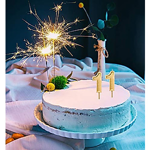 11th Birthday Candles, Gold Number 11 Cake Topper for Birthday Decorations Party Decoration