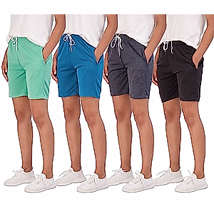 4-Pack: Womens Plus Size Bermuda Active Athletic Dry Fit Womans Shorts for Women Knee Length Summer Exercise Pull on Pockets Running Sport Short Tennis Stretch Workout Gym Casual Just My - Set 10, 1X