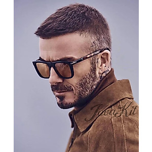 JOVAKIT Fashion Square Sunglasses for Men Women Trendy Flat Lens Sun Glasses Outdoor Sports Driving Sunnies UV400 Protection (Black/Orange)