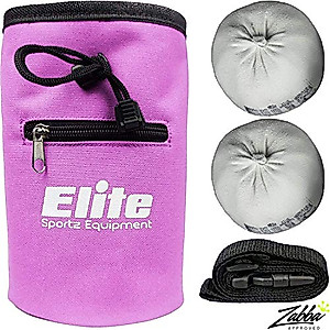Rock Climbing Chalk Bag and 2 x Chalk Balls - No Leak Drawstring Bag and Secure Zip Pocket, Pink