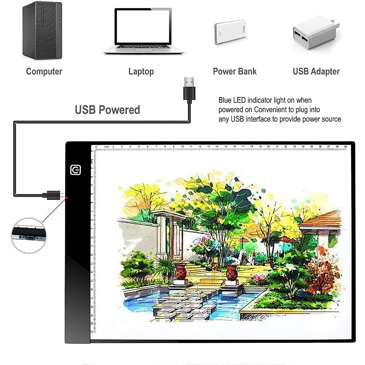 Smart Star Portable A4 Ultra-Thin LED Light Box Tracer USB Power Cable Dimmable Brightness LED Artcraft Tracing Light Box Light Pad for Artists Drawing Sketching Animation Stencilling X-rayViewing
