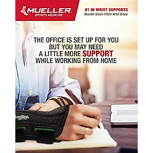 MUELLER Sports Medicine Green Fitted Wrist Brace, Wrist Pain Relief Support for Men and Women, Ideal for Carpal Tunnel, Tendinitis, Arthritis, Right Hand, Black, Large/X-Large